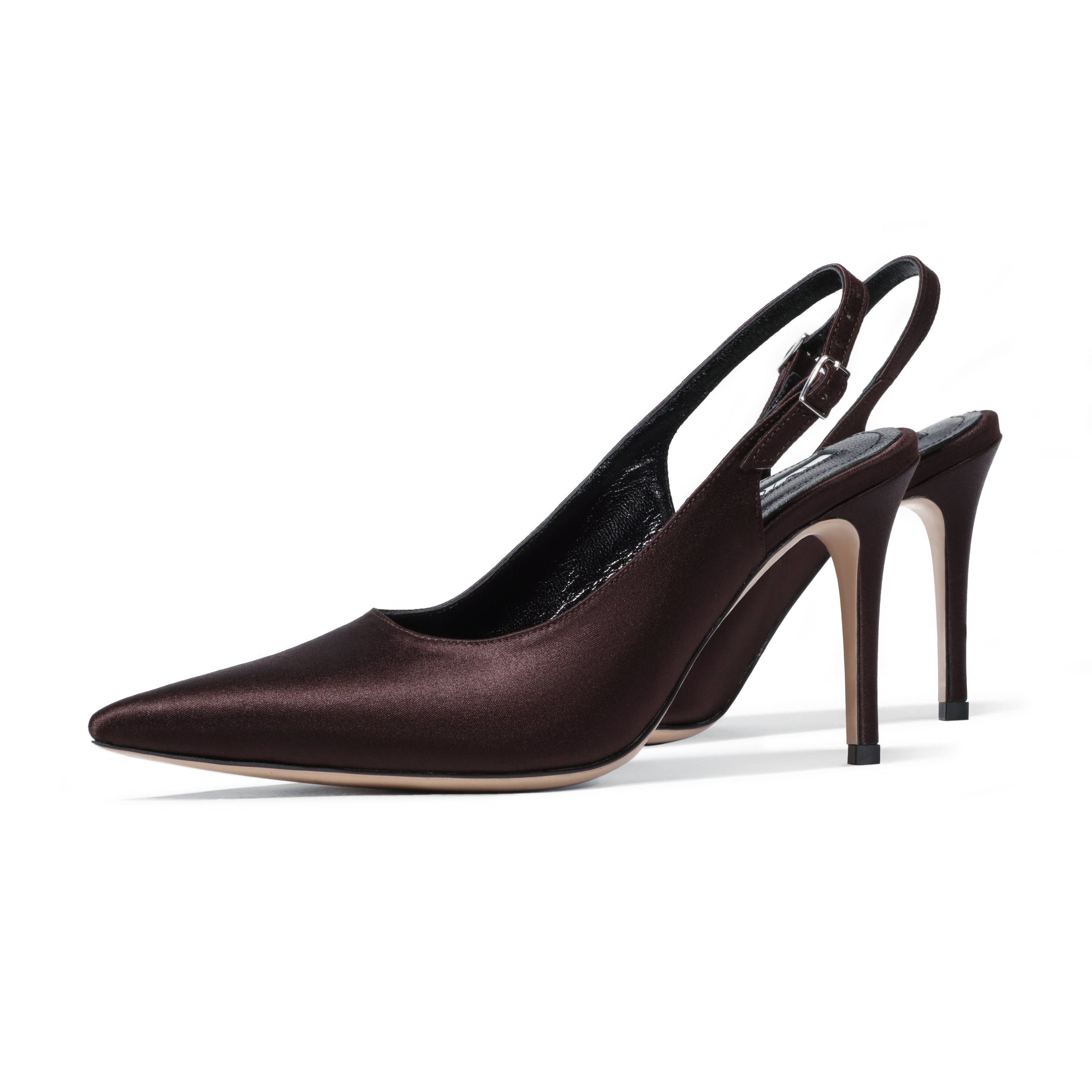 YOKO Slingback Dark Chocolate Satin